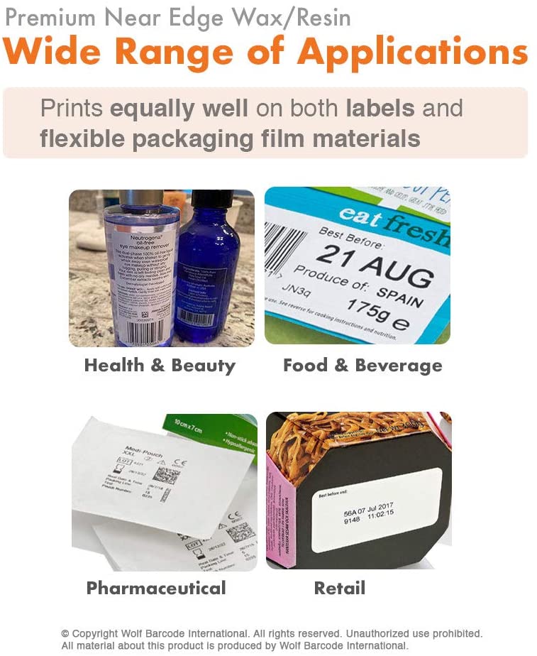 24 Rolls 1.18" x 1968' (30 mm x 600 m) Near Edge Wax /Resin Thermal ...